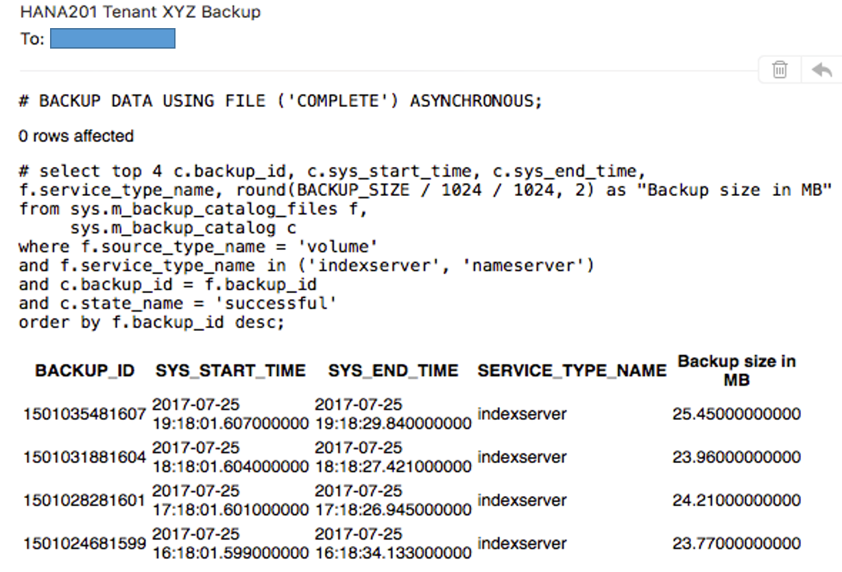 SAP Basis Automation of HANA Backup and Cleanup